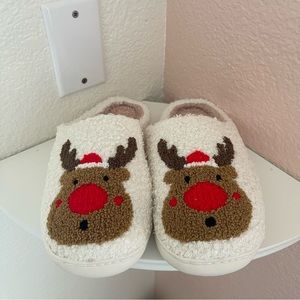 Shoes | Nwt Christmas Rudolph The Reindeer Fuzzy Slippers Warm Cozy ...